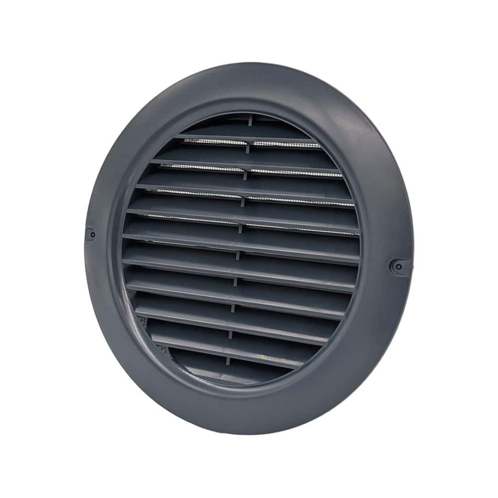 Round Fixed Louvre Wall Vent 125mm with Flyscreen - Dark Grey ...