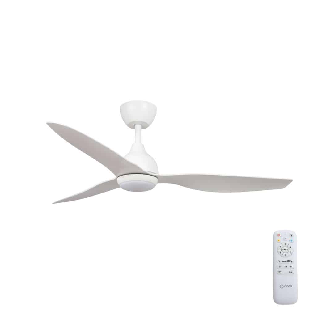 Claro Whisper IP66 132cm (52") DC Ceiling Fan with LED Light. White ...